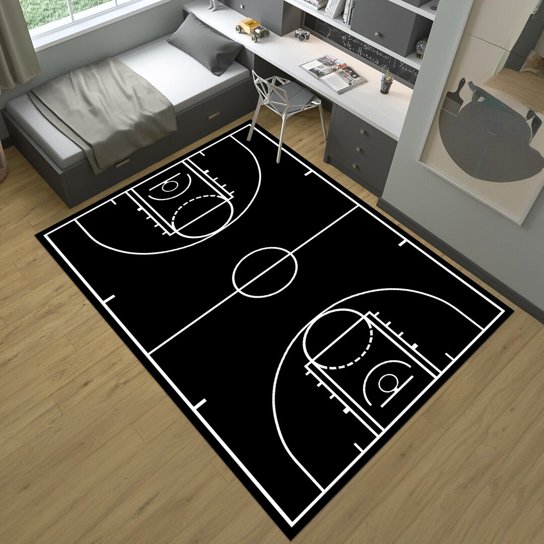 Basketball Rug, Basketball Court Rug, Court Rug, Black Rug, Sport Rug ...
