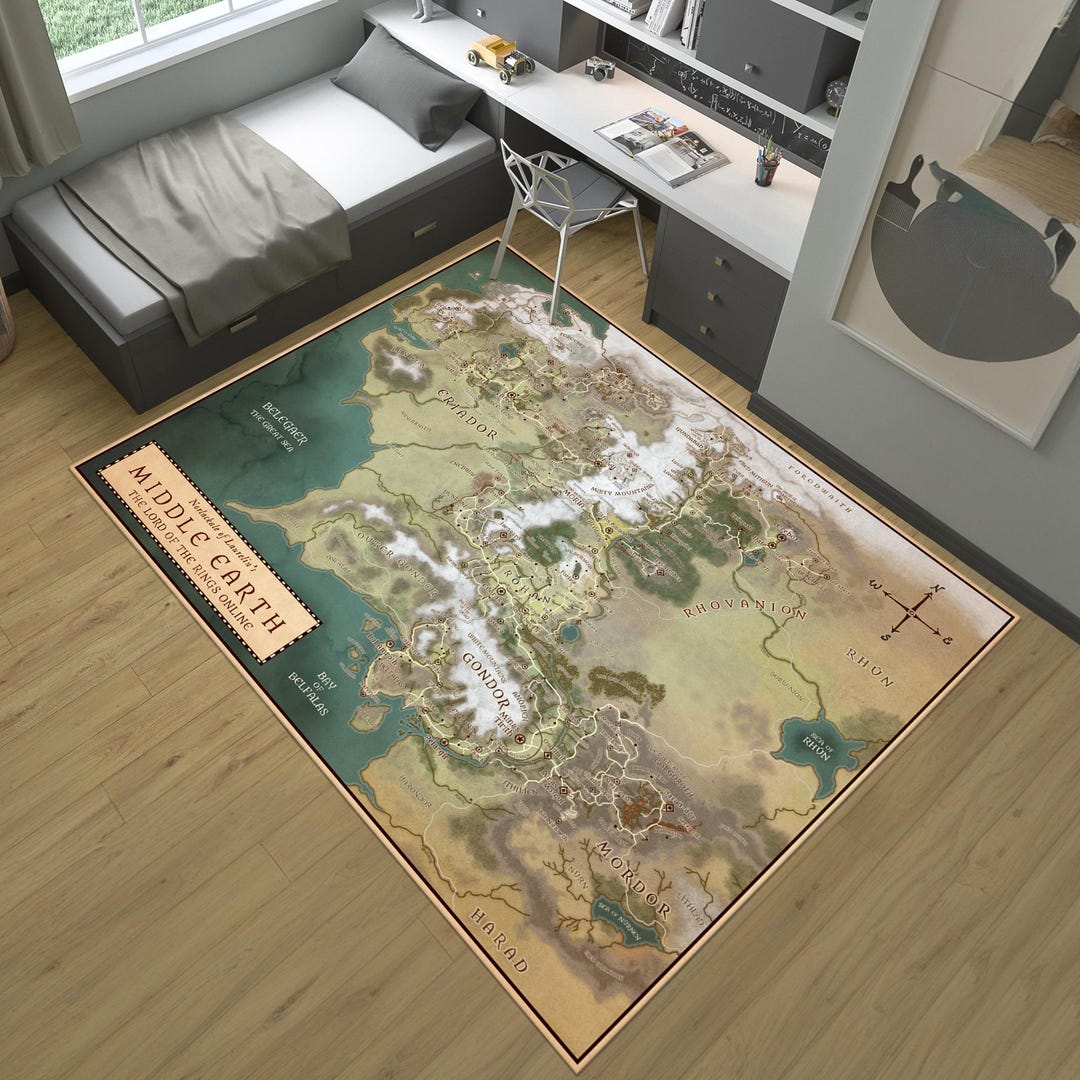 LOTR Map Rug, LOTR Rug, Middle Earth Map Rug, Map Rug, Cool Rugs ...