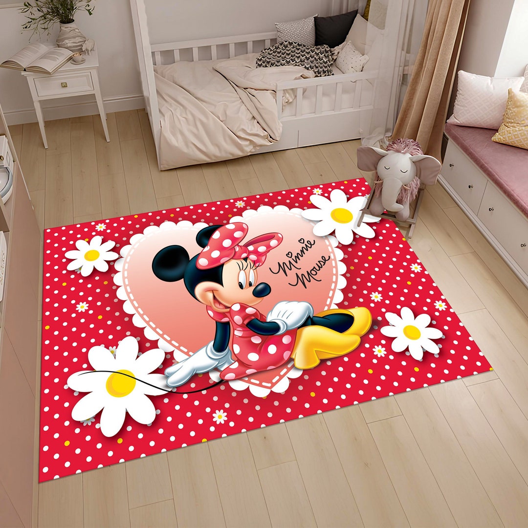 Minnie Mouse Rug,floral Rug,kids Rug,colorful Rug,custom Rug,nursery ...