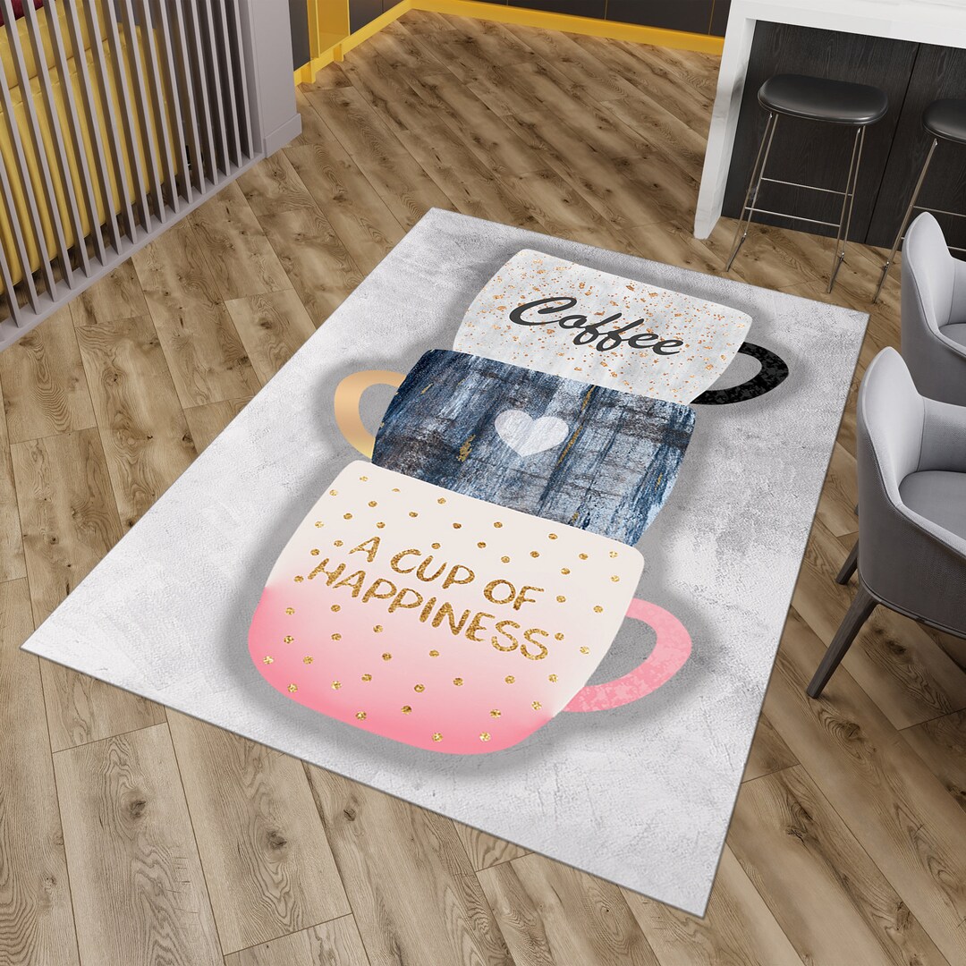 Coffee Cup Pattern Rug,colorful Rug,modern Rug,written Rug,washable Rug ...
