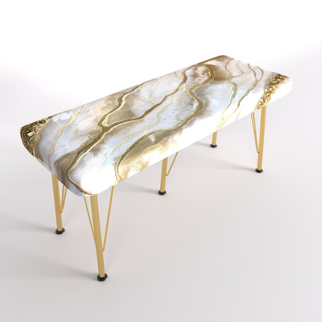White Golden Bench, White Golden, Modern Pattern Bench, 3D Printed ...
