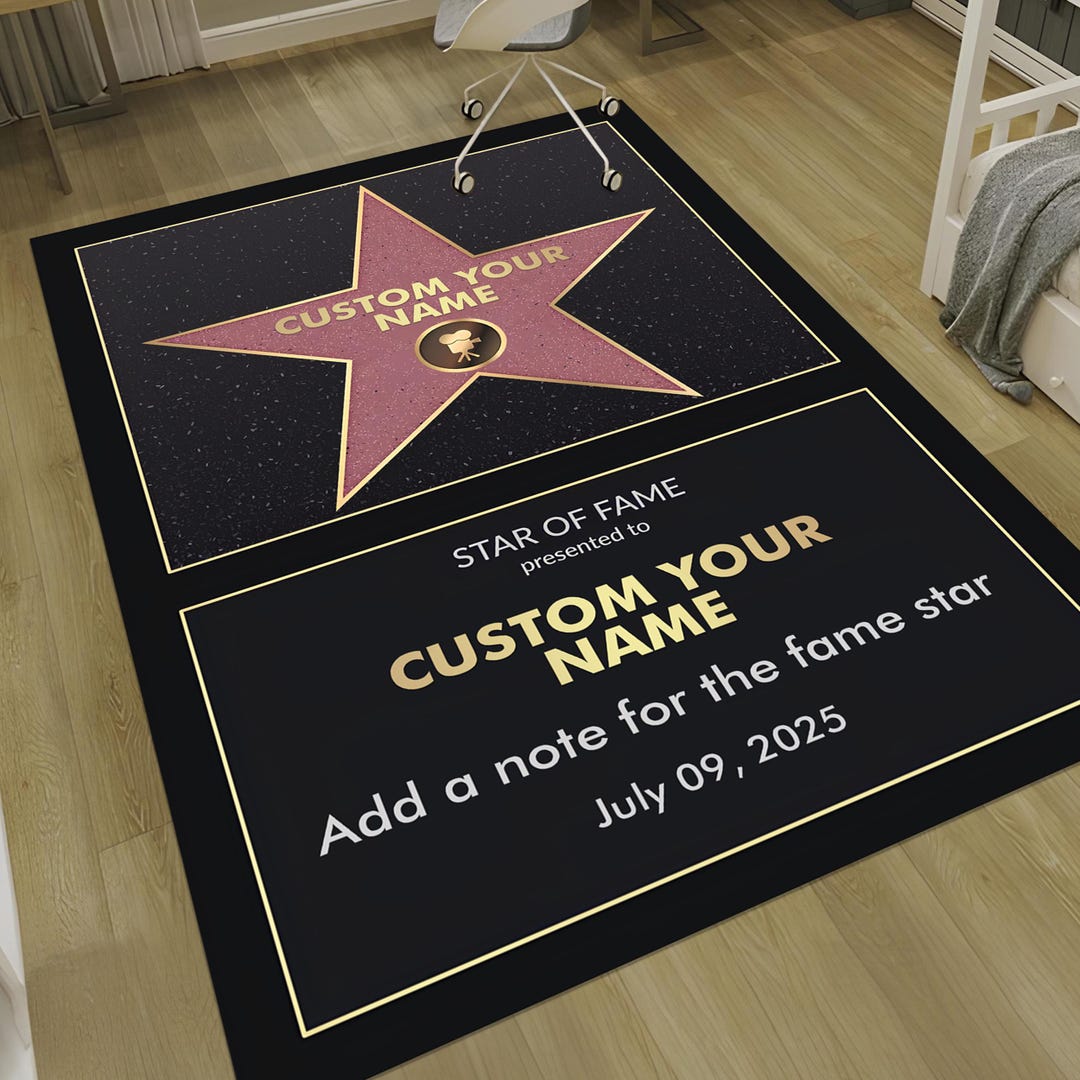 Fame Rug, Hollywood Rug, Walk of Fame Rug, Personalized Rug, Hollywood ...