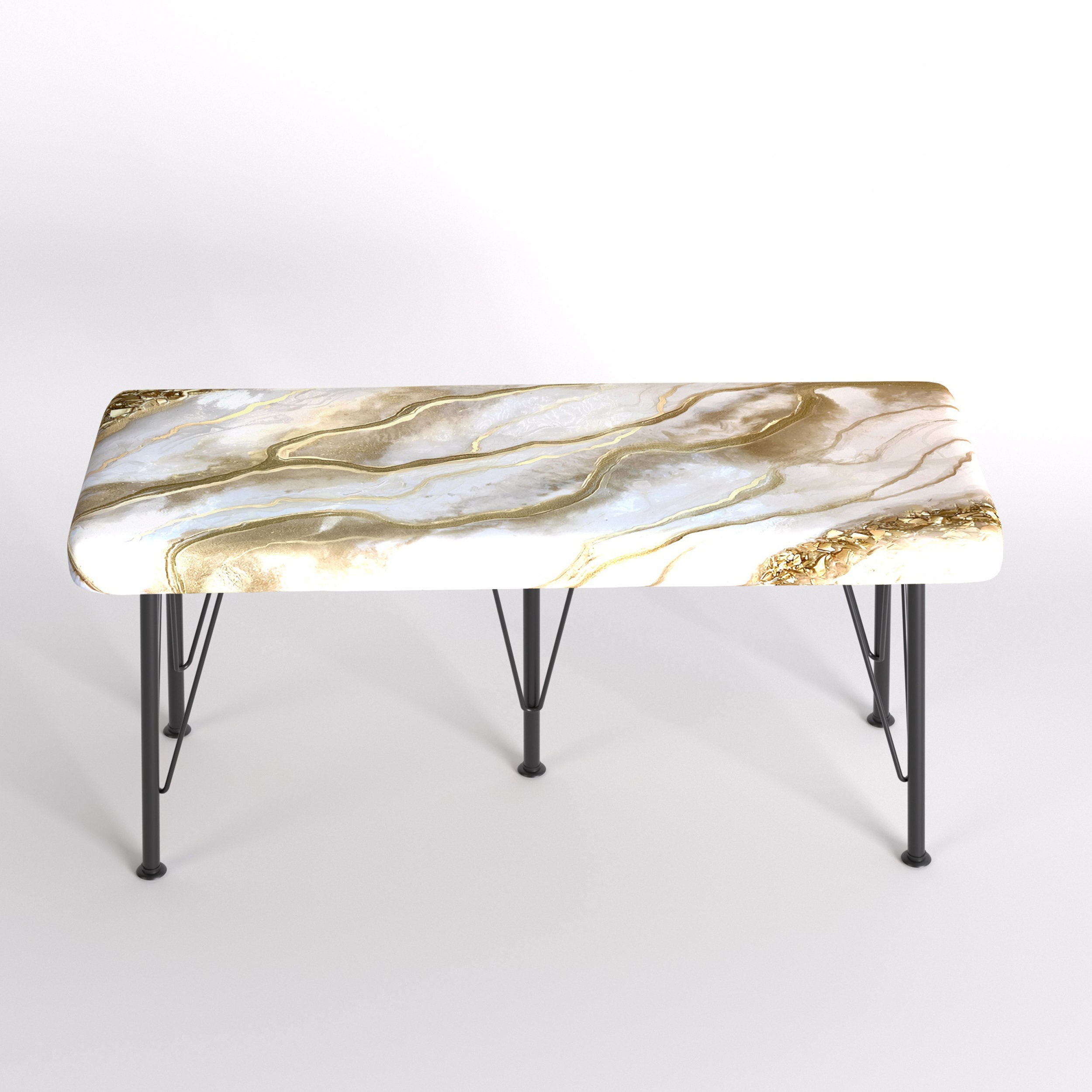 White Golden Bench, White Golden, Modern Pattern Bench, 3D Printed ...