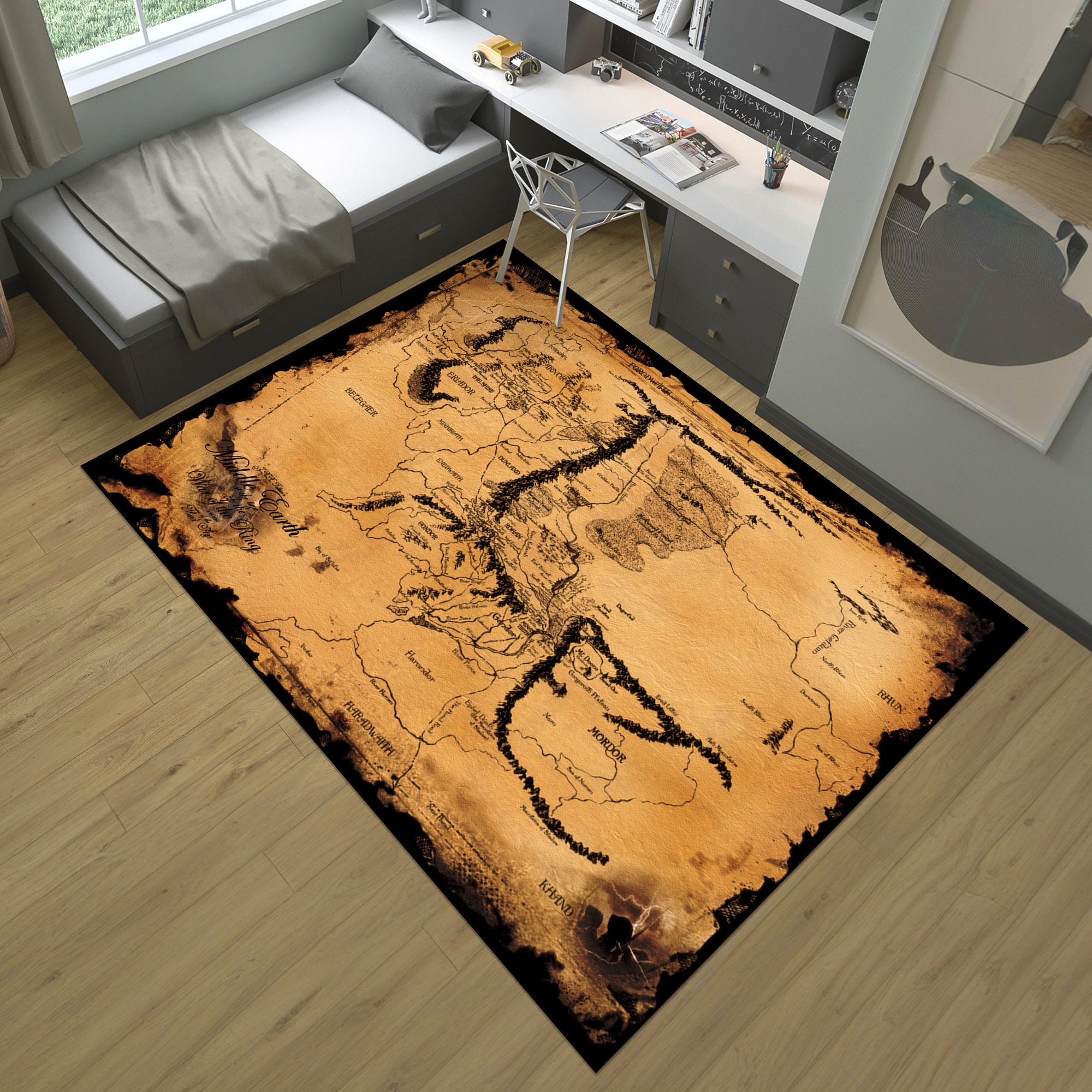 LOTR Rug,middle Earth Map Rug,lotr Map Rug,map Rug,awesome Rug,unique ...