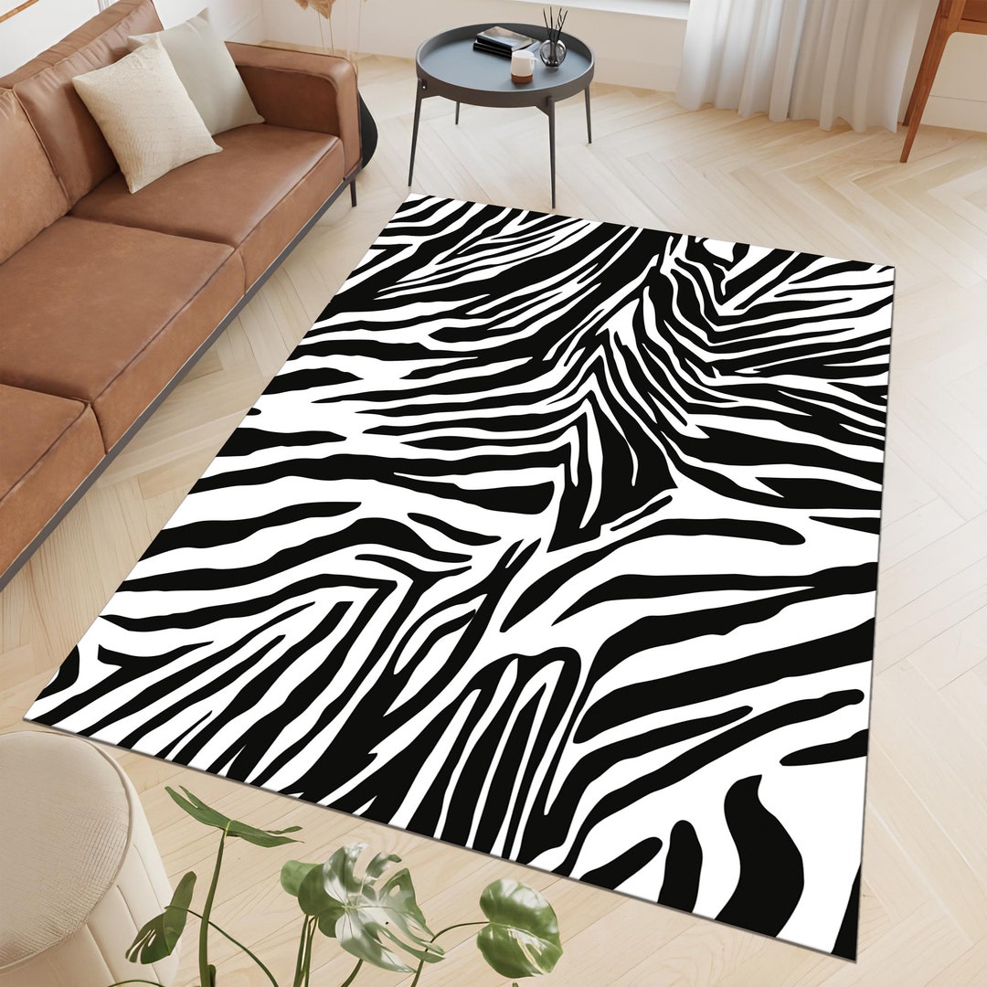 Zebra Pattern Rug,animal Pattern Rug,modern Rug,aesthetic Rug,black and ...