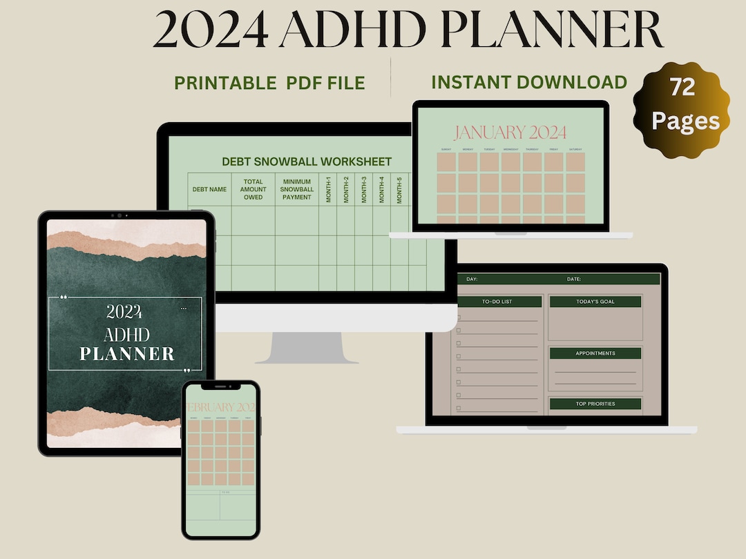 2024 ADHD Printable Planner Efficiently Organize Your Day, Your Week ...