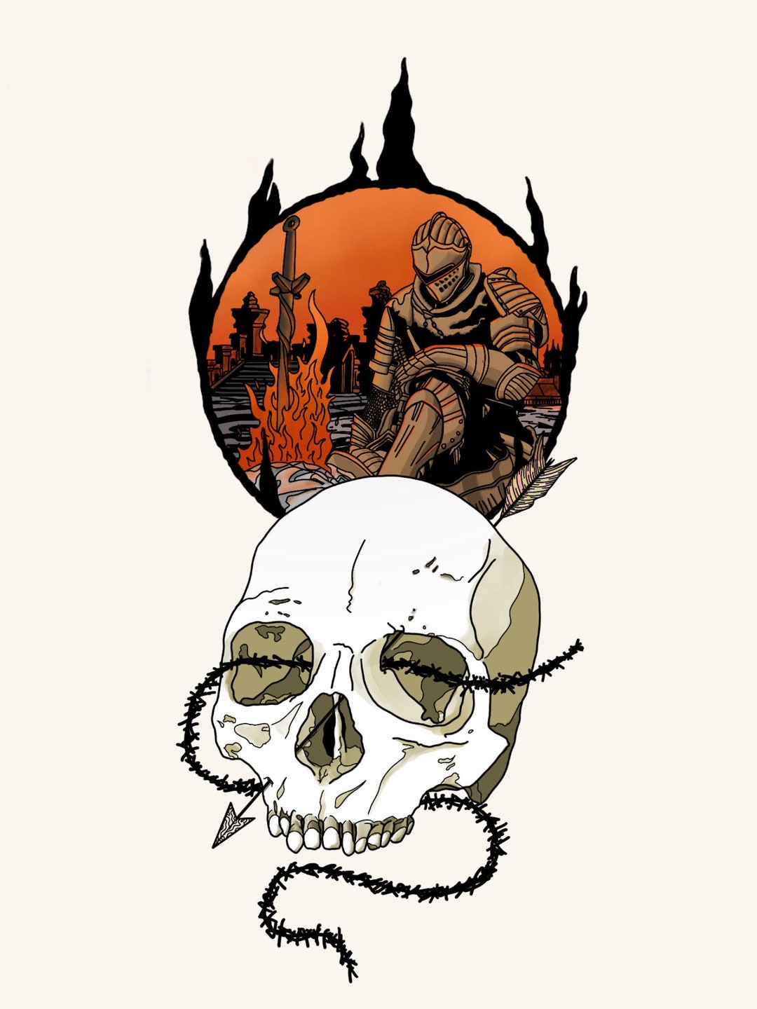 Dark Souls Undead and Bonfire - Etsy