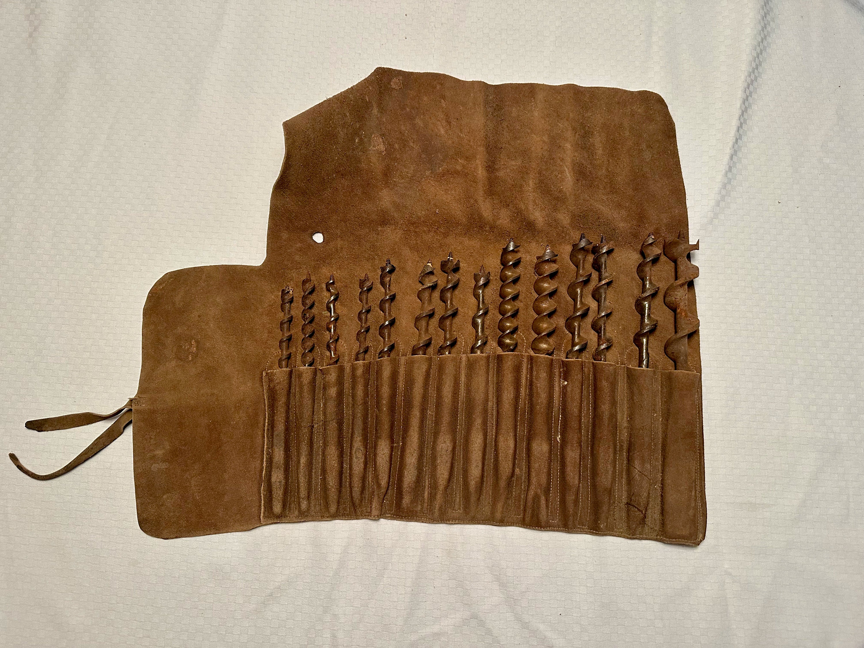 Complete Set of 14 Auger Bits, Leather Case, Classic Vintage Drill Bit ...