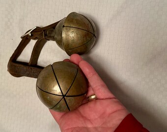 Antique Solid Brass Horse Harness Sleigh Bells Pair of Large Swedish ...