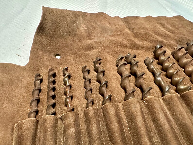 Complete Set of 14 Auger Bits, Leather Case, Classic Vintage Drill Bit ...