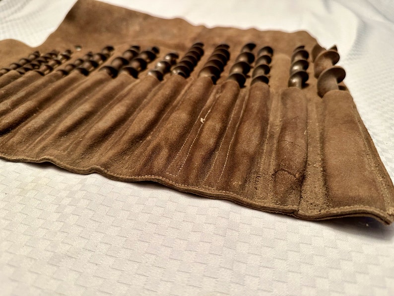 Complete Set of 14 Auger Bits, Leather Case, Classic Vintage Drill Bit ...