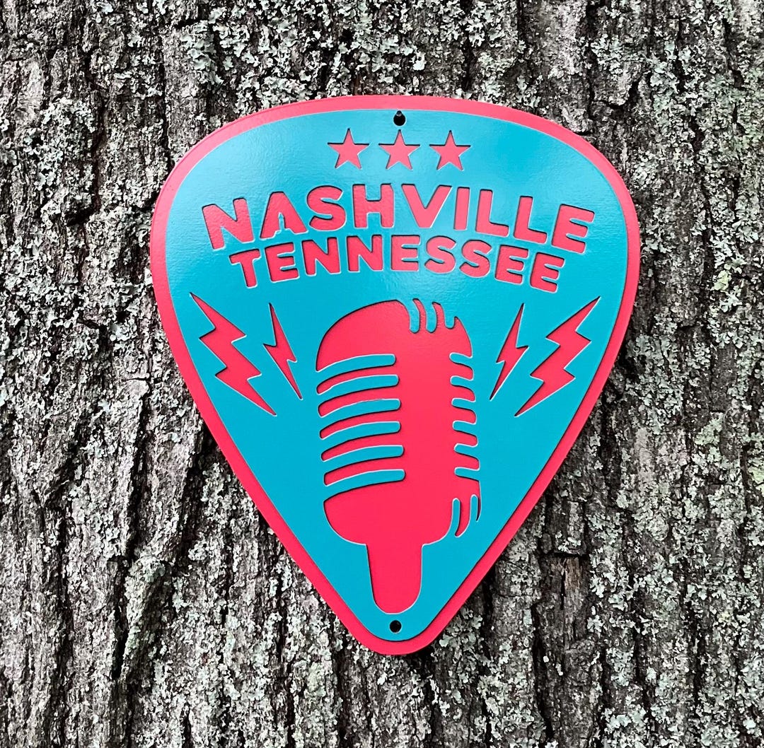 Nashville Music City Guitar Pick Sign Metal Nashville Sign Music City ...