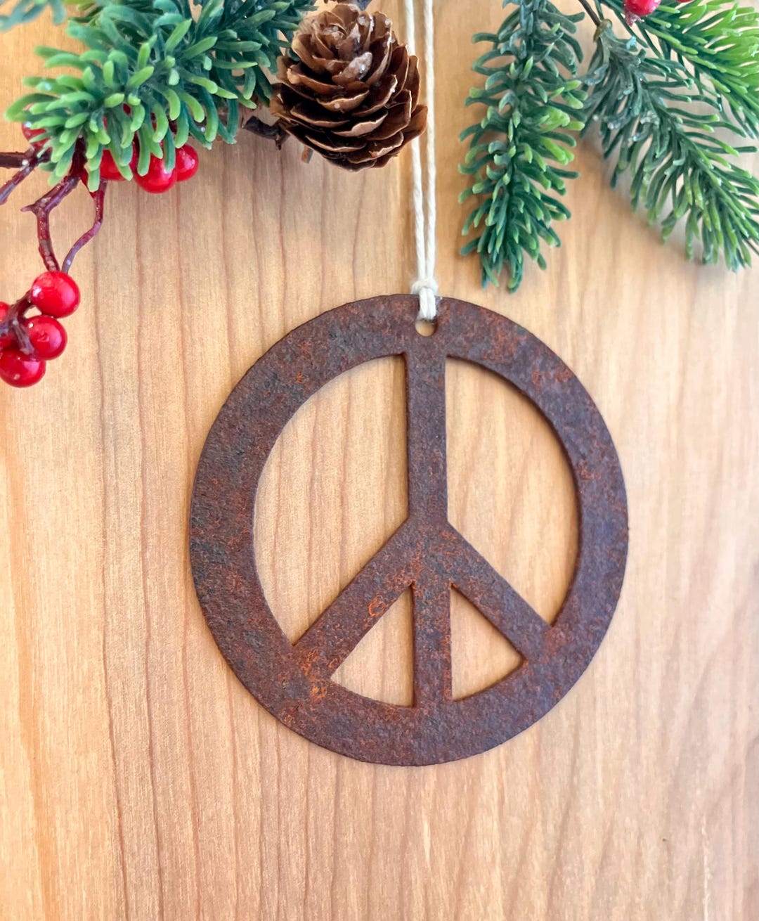 Metal Peace Ornament Steel Peace Sign Christmas Tree Ornament Peace ...