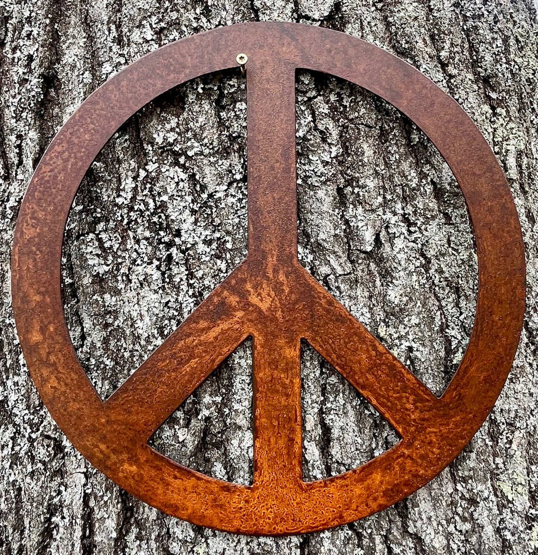 Patina Peace Sign / Boho Peace Sign / Metal Patina Peace Sign / Peace ...