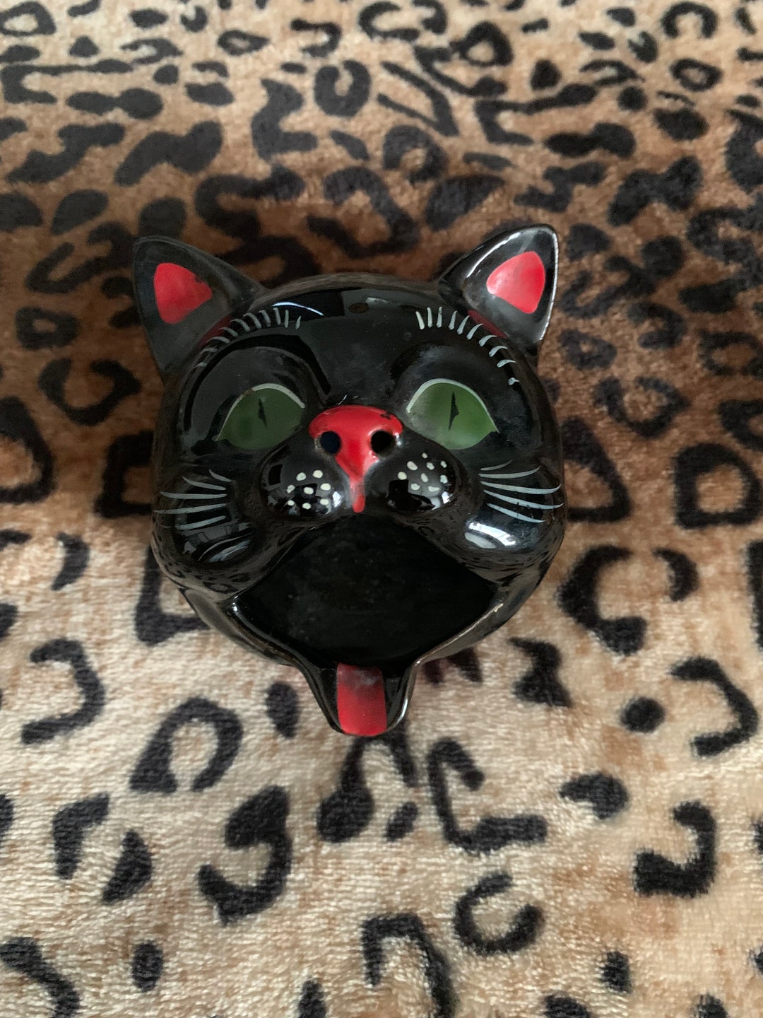 Vintage Cat Head Ashtray Ceramic Black - Etsy