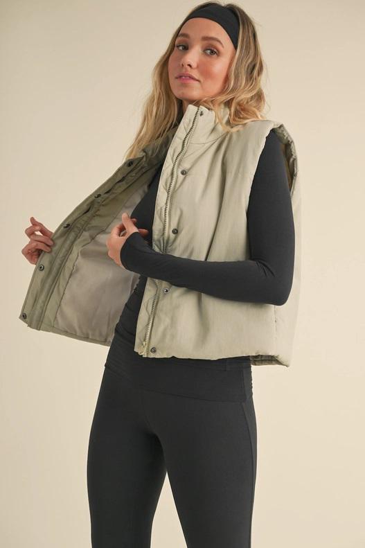 Chloe Puffer Vest | Sage Zip-up Winter Women's Vest | Layering Vest ...