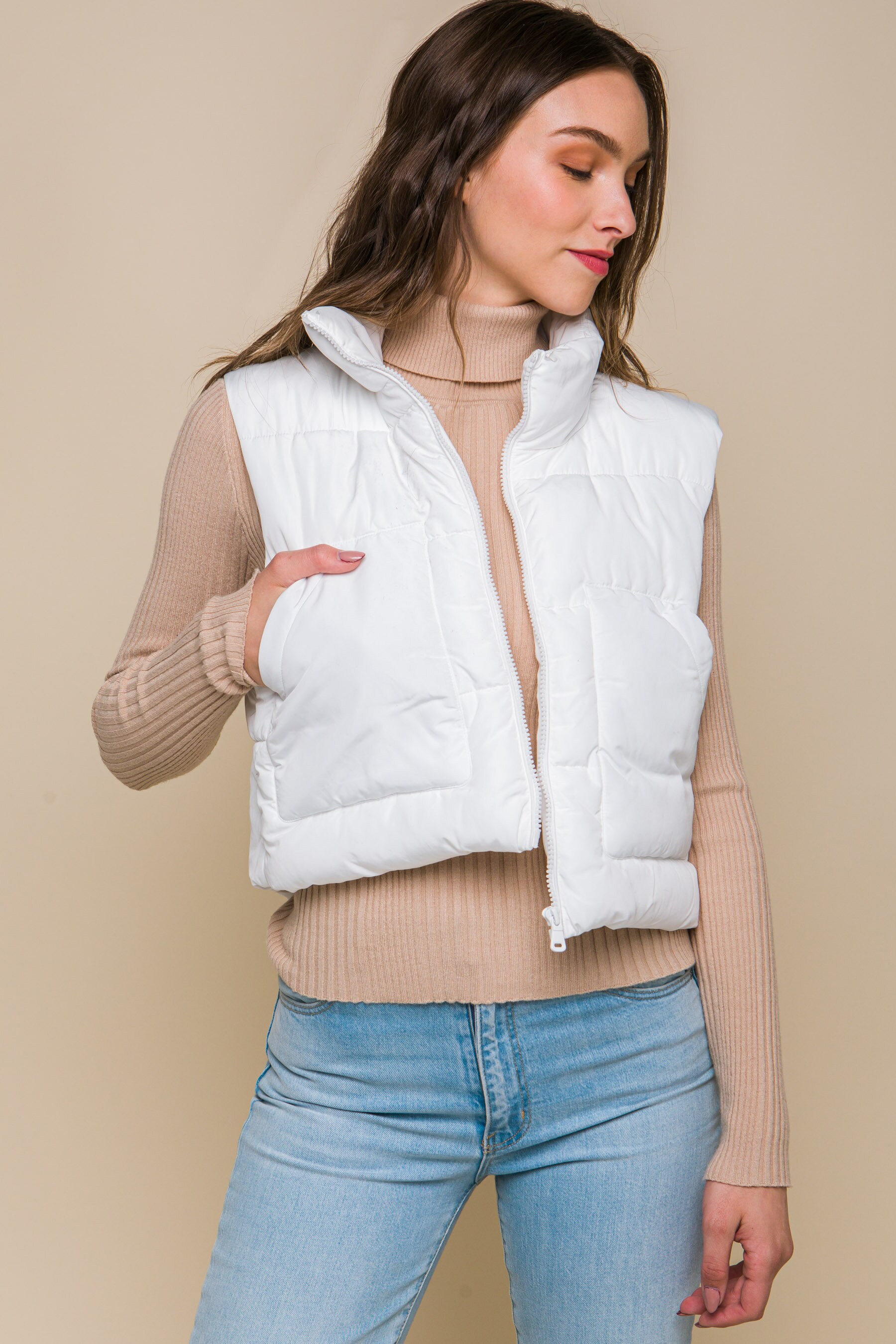 Hayden Puffer Vest - WHITE | Winter Vest | White Puffer Layering ...