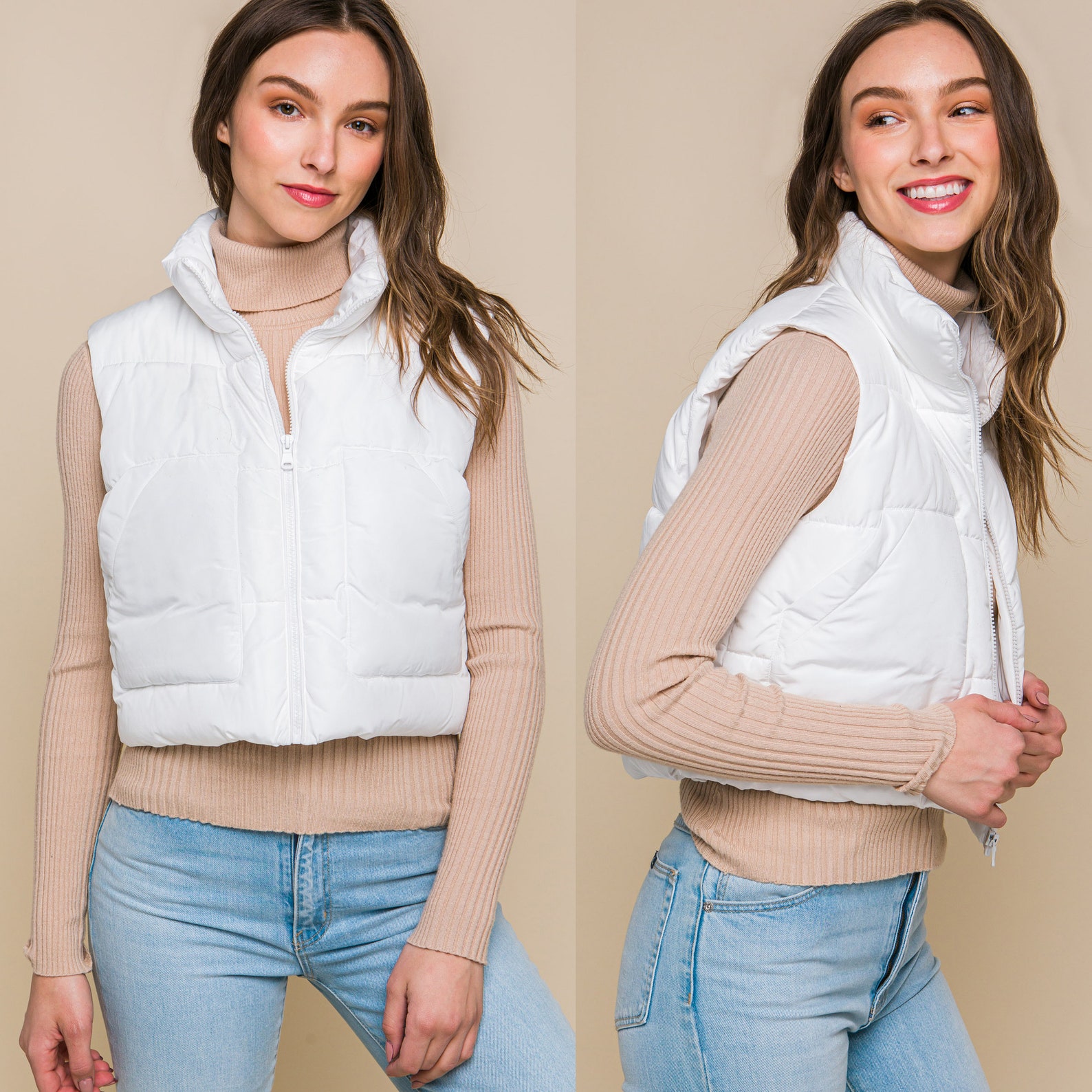 Hayden Puffer Vest - WHITE | Winter Vest | White Puffer Layering ...