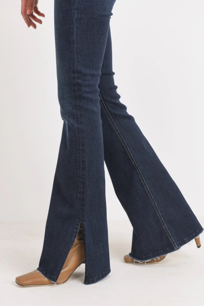 Reese High Rise Outer Slit Flare Jean | Women's Flare Bottoms | Dark ...