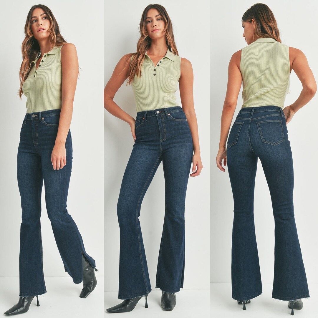 Reese High Rise Outer Slit Flare Jean | Women's Flare Jeans | Dark Wash ...