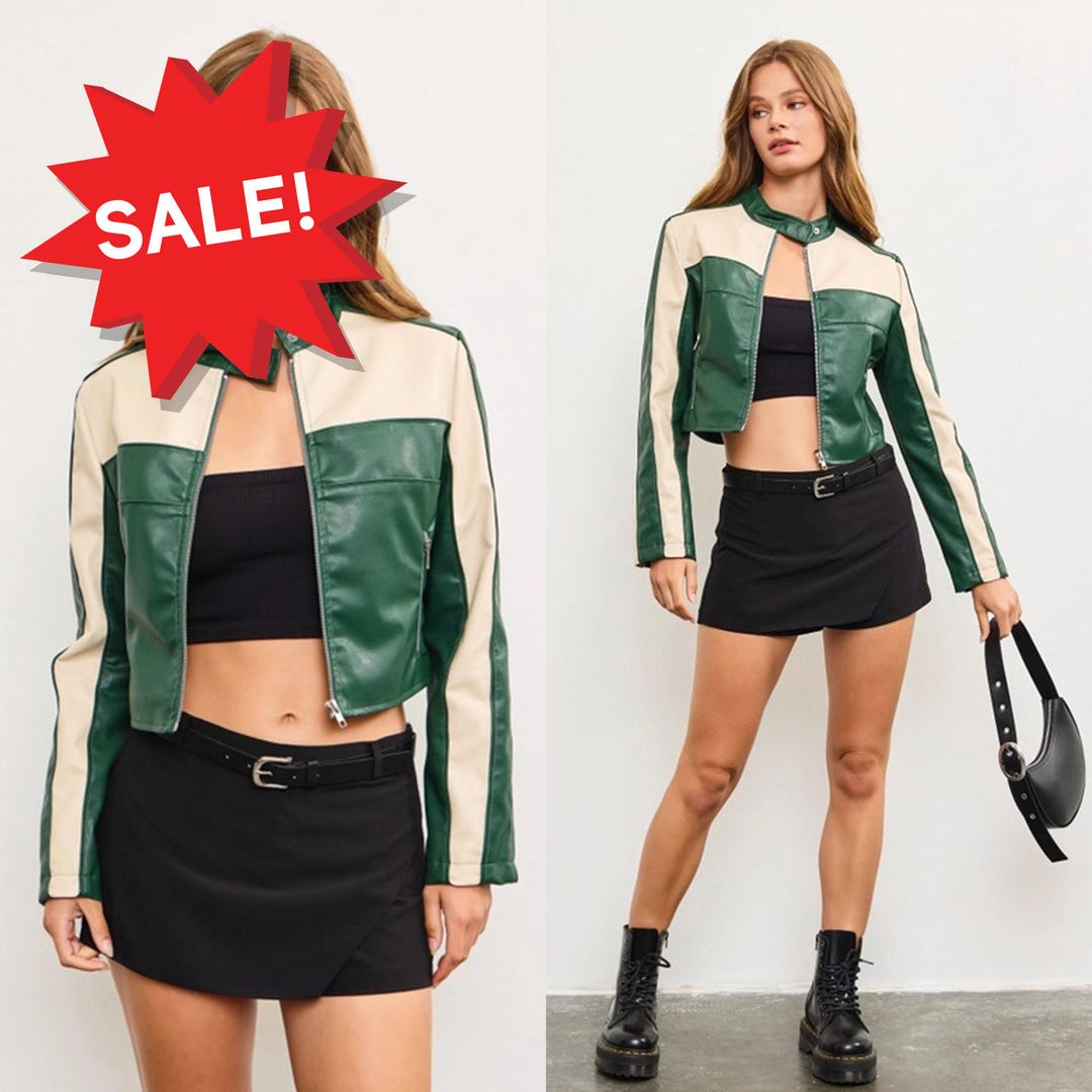 Sierra Color Block Cropped Jacket | Color Block Faux Leather Jacket ...