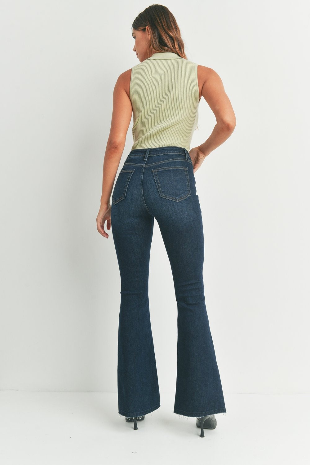 Reese High Rise Outer Slit Flare Jean | Women's Flare Bottoms | Dark ...
