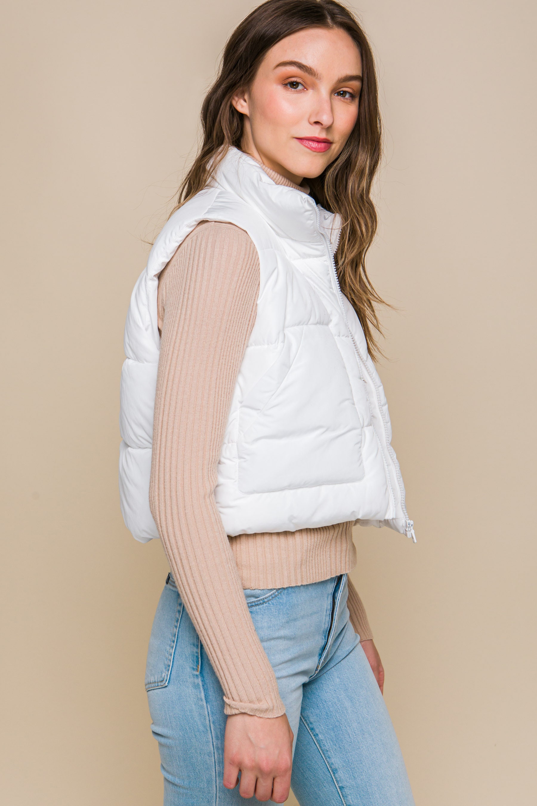 Hayden Puffer Vest - WHITE | Winter Vest | White Puffer Layering ...