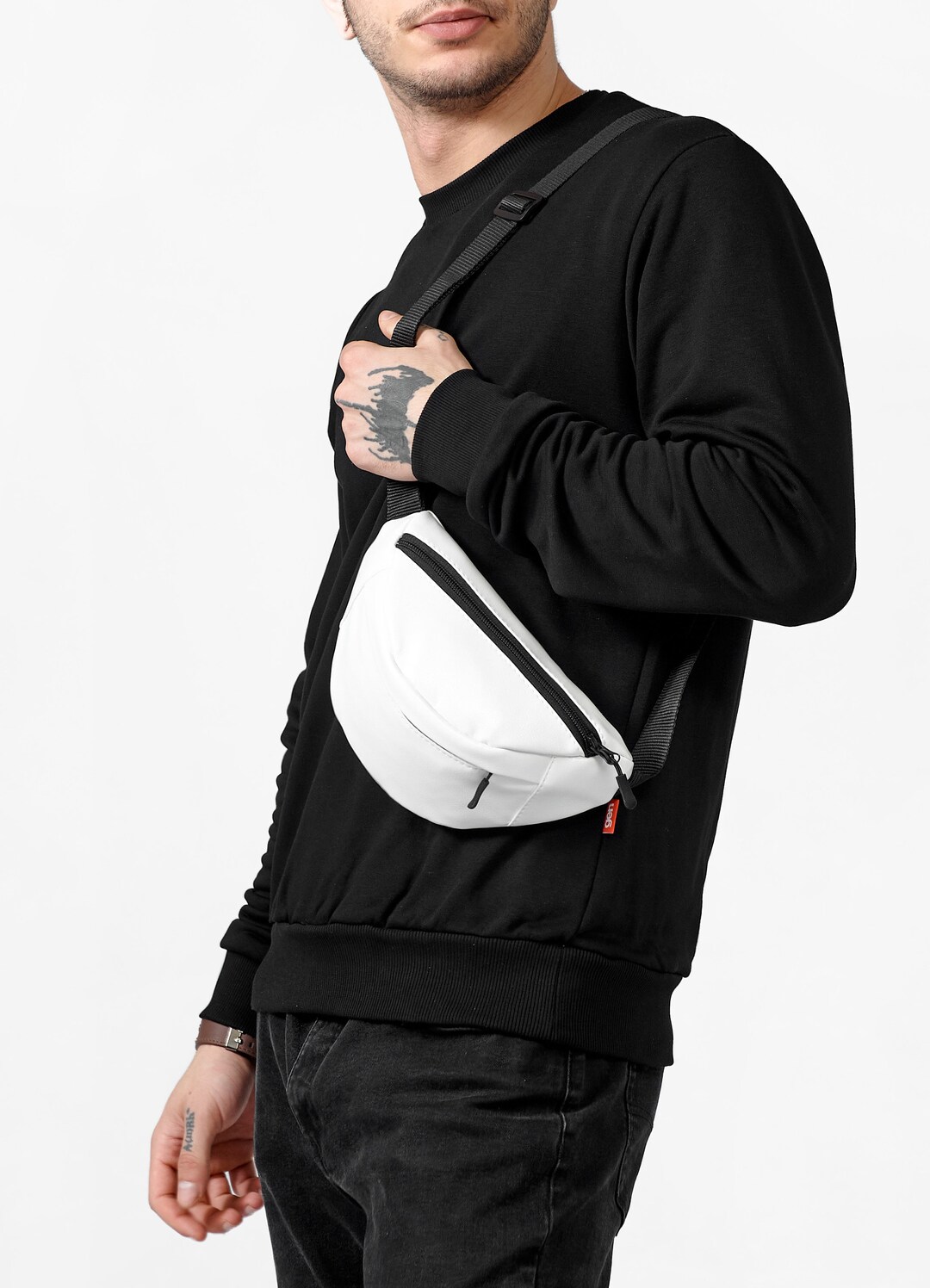 White Mini Portable Bag Men Small Leather Bag Men Mini - Etsy