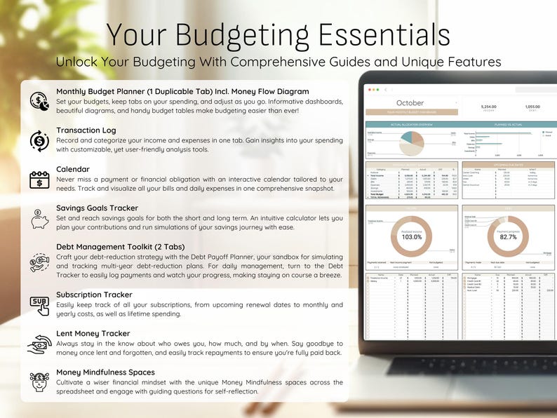 Monthly Budget Spreadsheet Template Financial Planner Spreadsheet ...