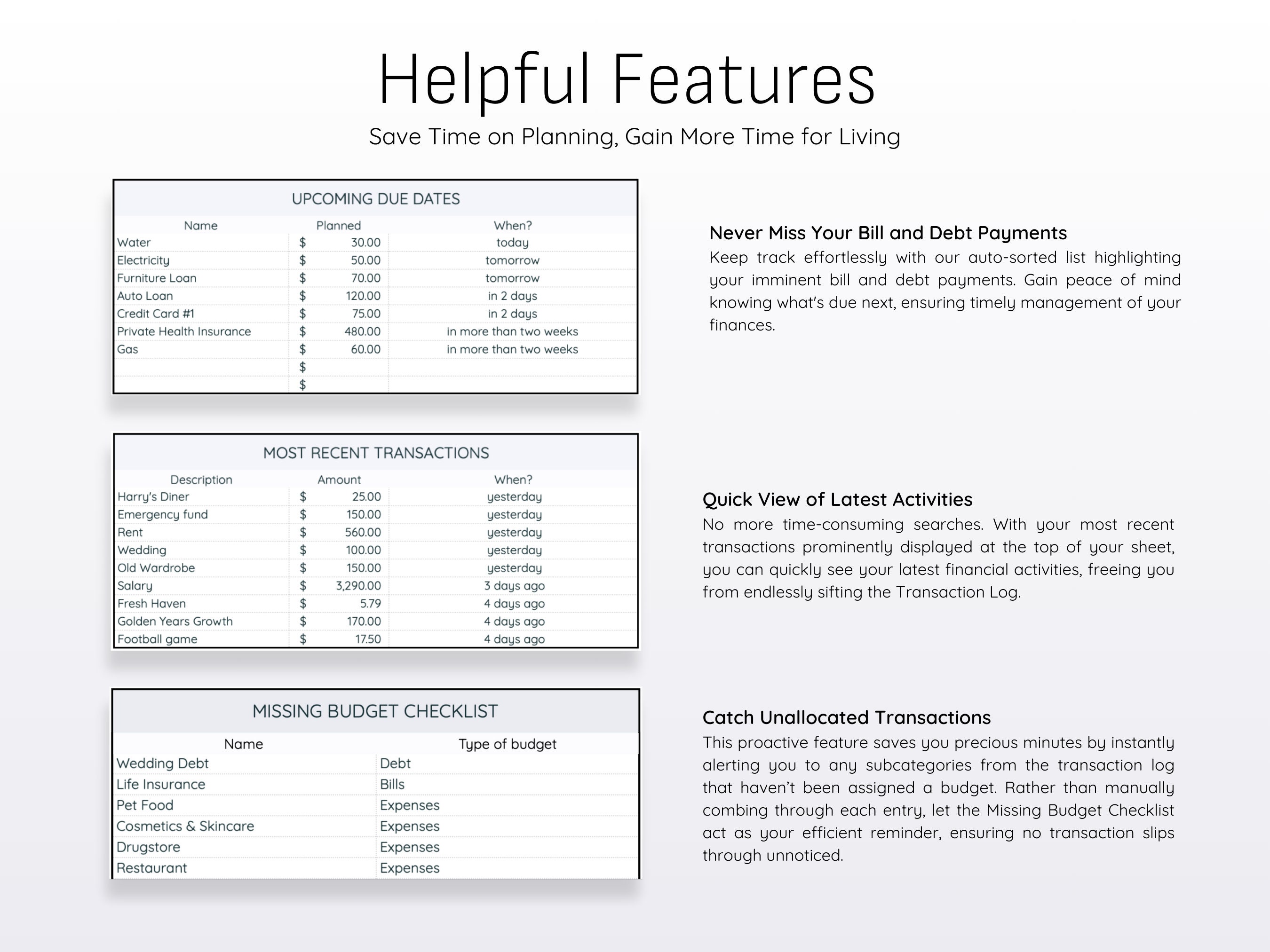 Monthly Budget Spreadsheet Template Financial Planner Income and ...