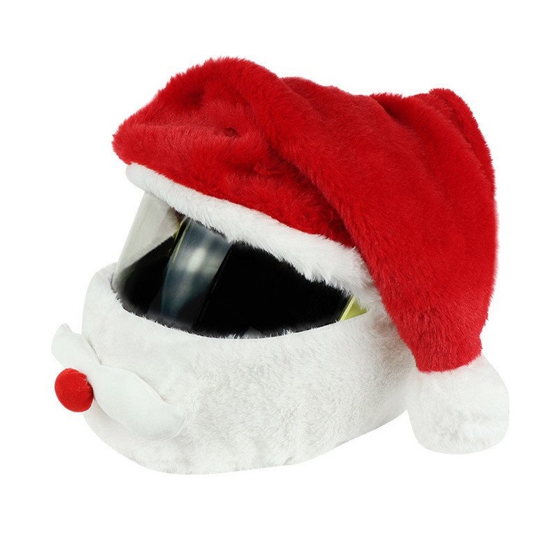 Novelty Santa Claus Hat Motorcycle Helmet Cover Fluffy Full Cover One ...