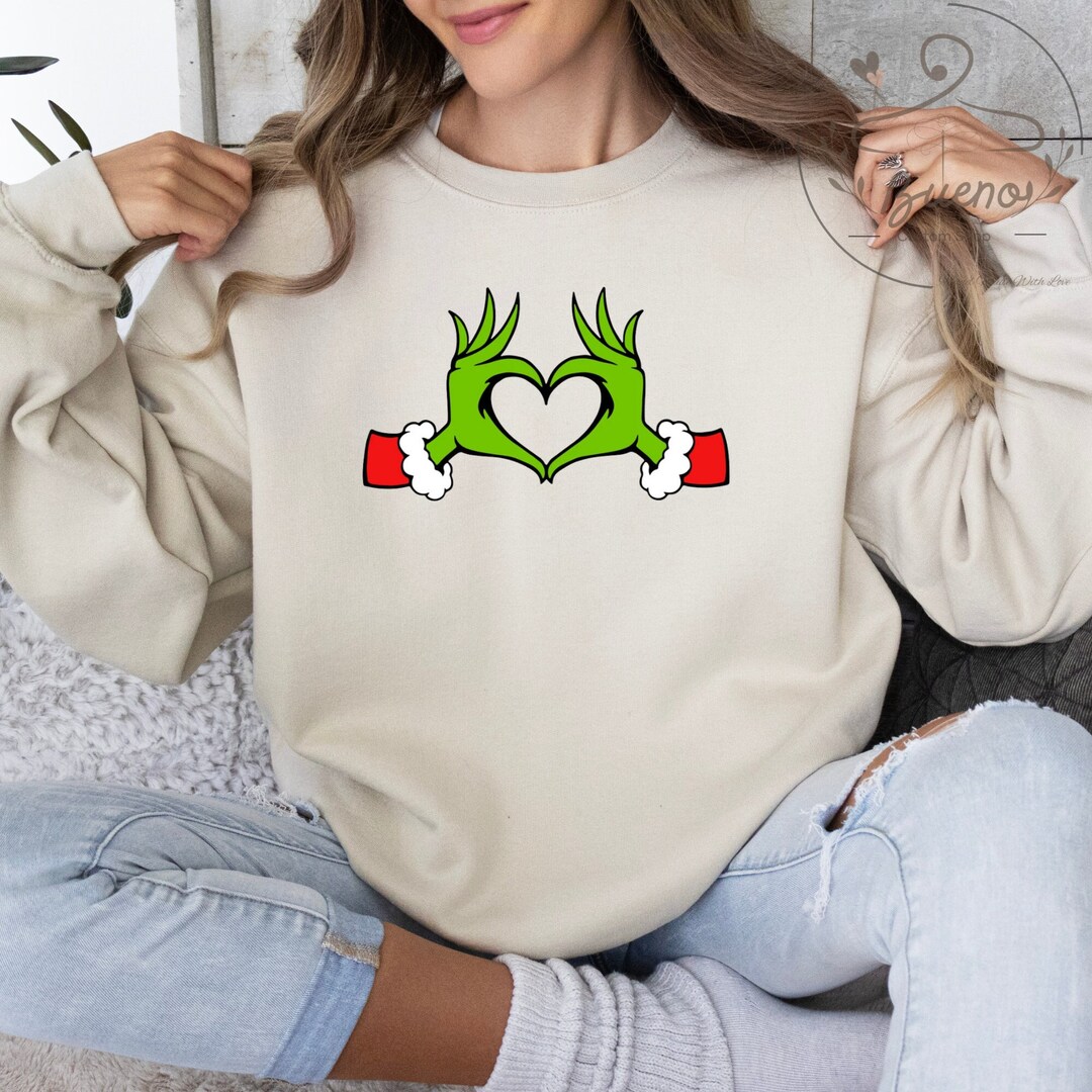 Grinch Heart Sweatshirts, Grinch T-shirt, Heart Hands Graphic ...