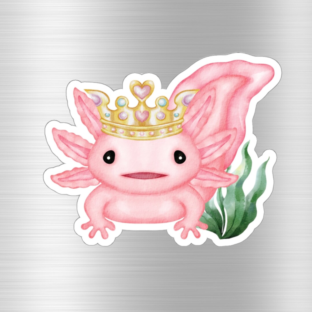 Axolotl Princess Kiss-cut Stickers, Cute Animal Vinyl Decals, Nature ...