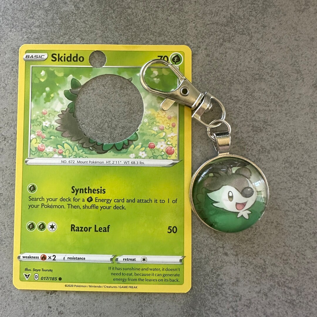 Skiddo Pokemon Card Keychain - Etsy