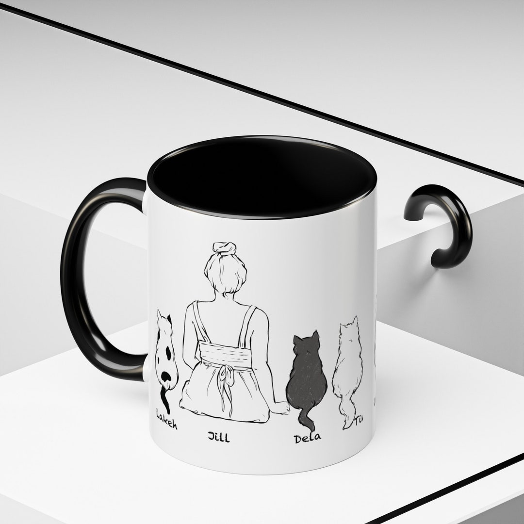 Personalize Cat Mom Mug, Customize Cat Lovers Coffee Mug, Black N White ...