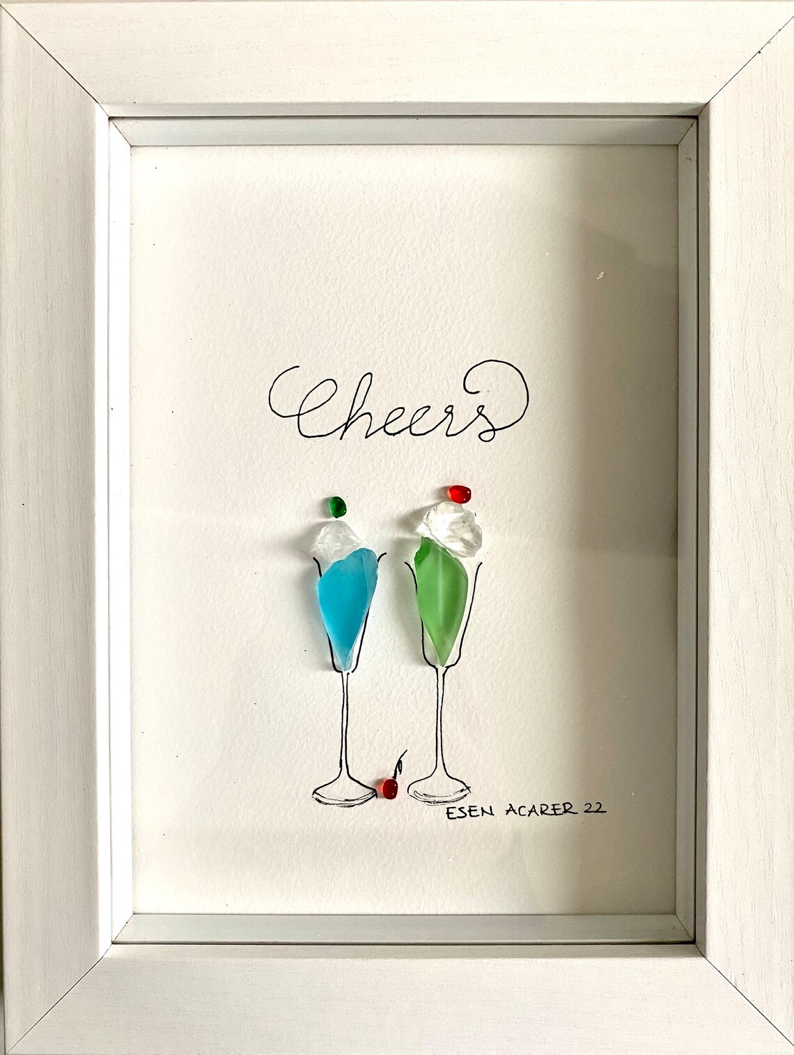 Custom-designed Artworks, Pebbles and Sea Glass Picture, Unique Natural ...