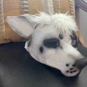 Spotted Dog With Ears Pinned Back With Removable Hair Tuff - Etsy