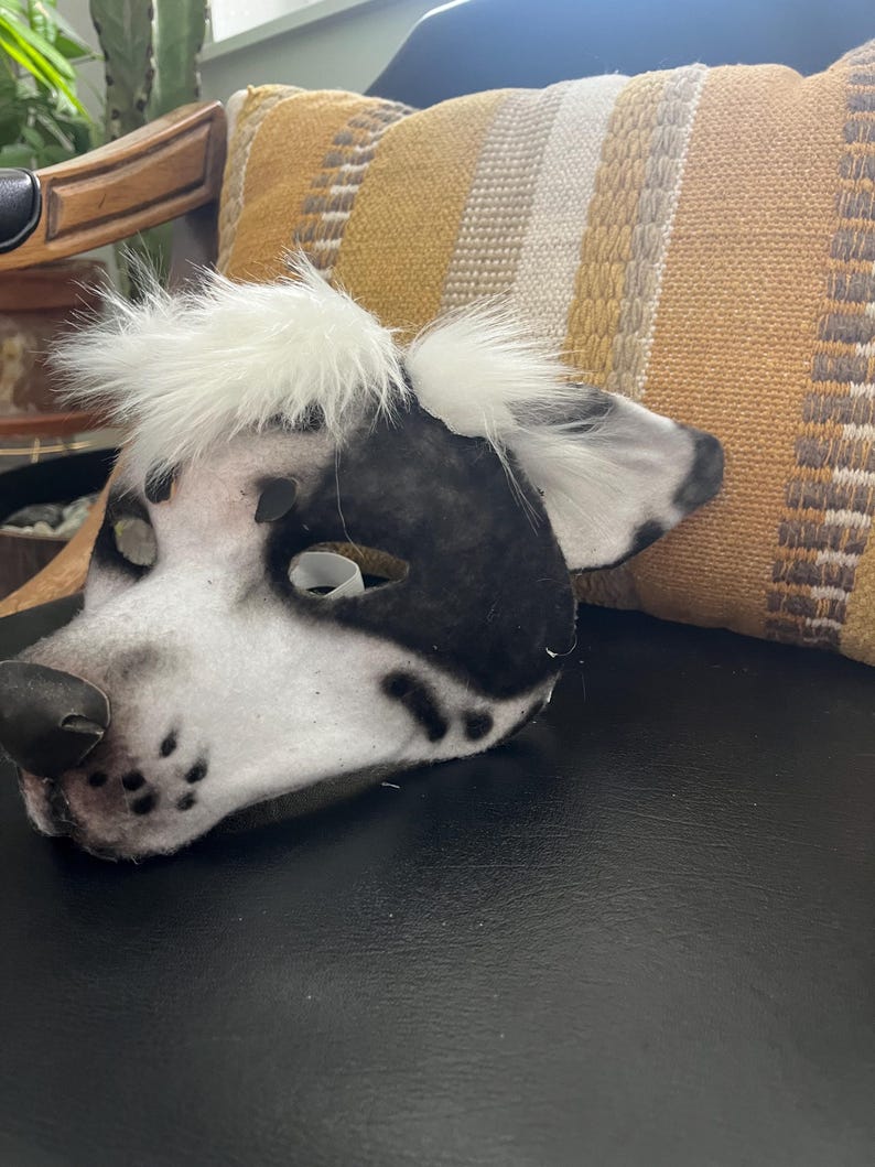 Spotted Dog With Ears Pinned Back With Removable Hair Tuff - Etsy
