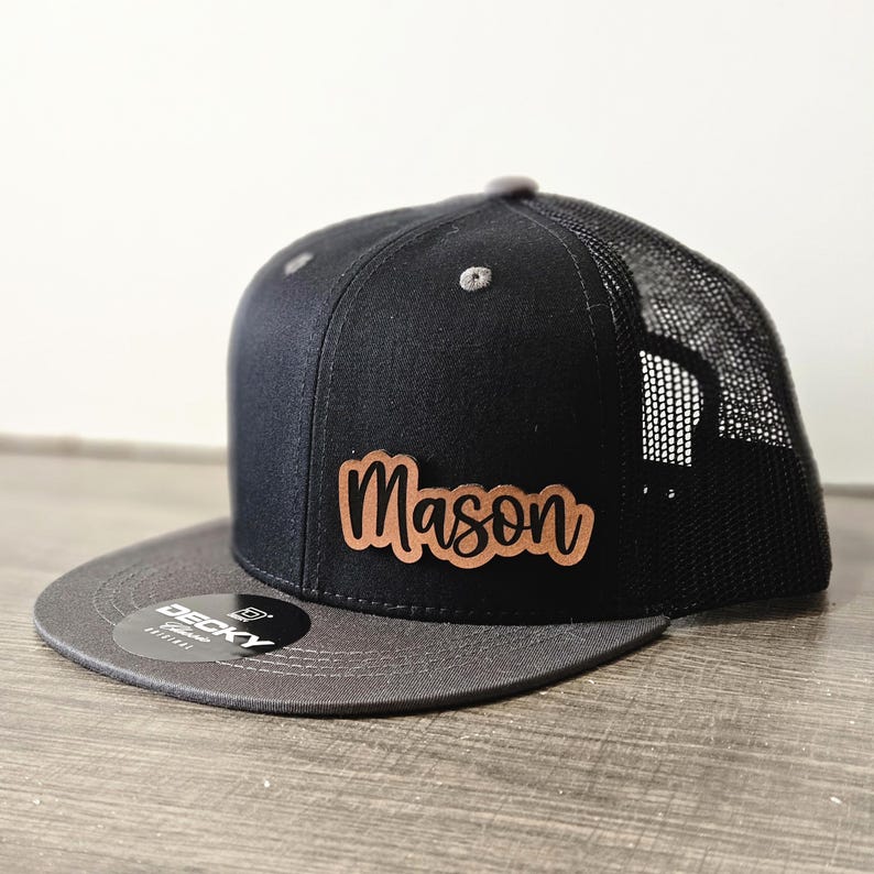 Adult Cap With Name Patch, Personalized Name Hat, Flat Bill Name Cap ...