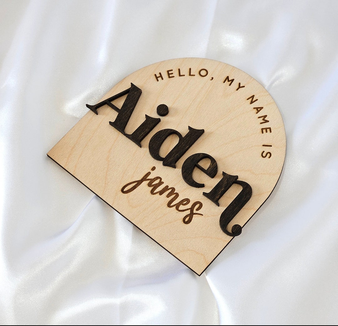 Hello My Name is Sign, Custom Wood Sign, Baby Name Reveal, Baby Name ...