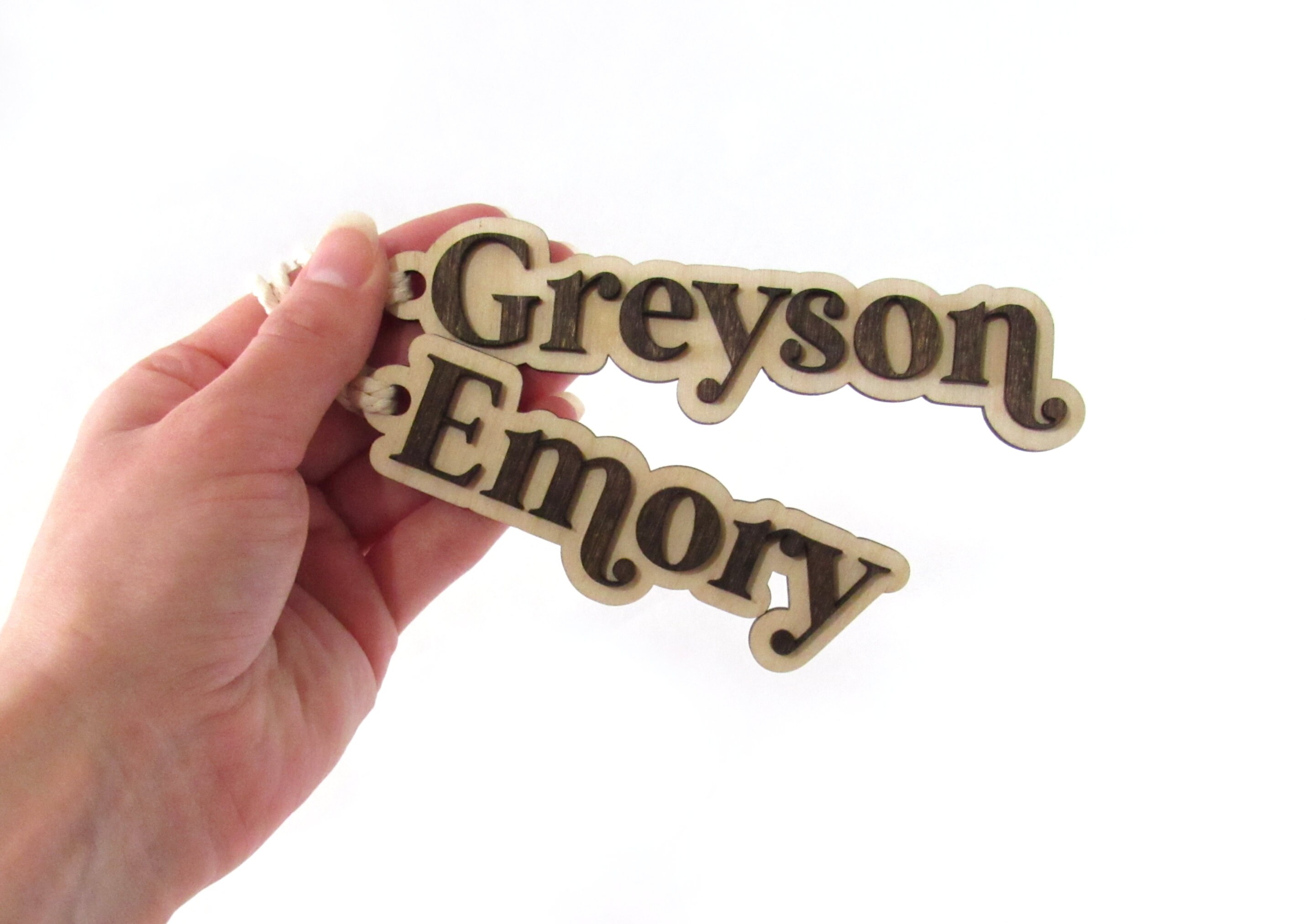 3D Laser Cut Name Tag Custom Stocking Tags Raised Name Wood - Etsy