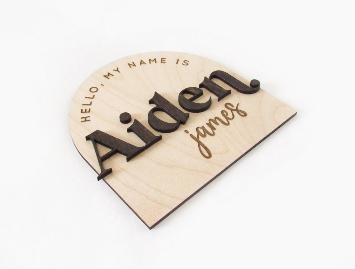 Hello My Name is Sign, Mini Wood Sign, Baby Name Reveal, Mini Baby Name ...