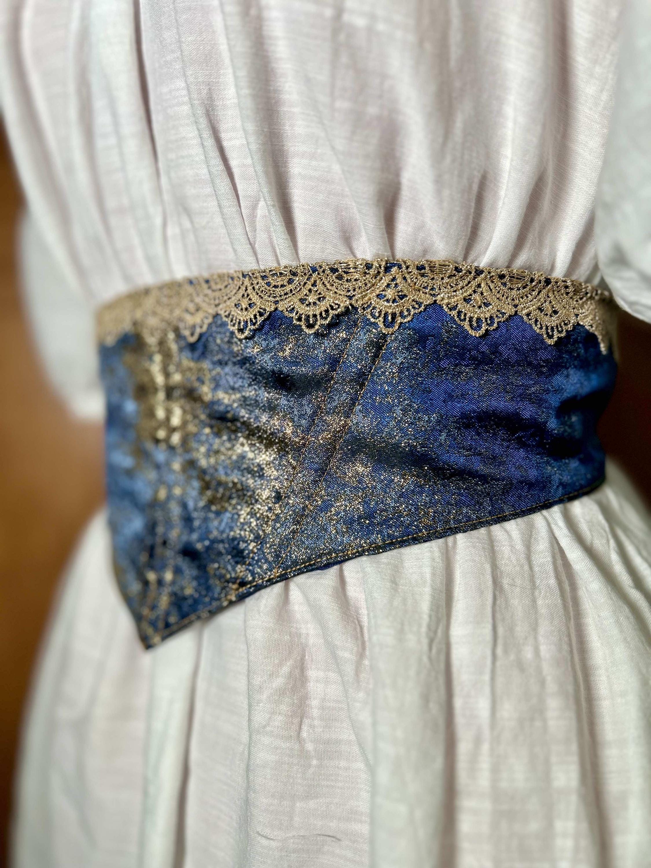 Edwardian Renaissance Brocade Corset Belt Gilt Lace Xs/sm - Etsy