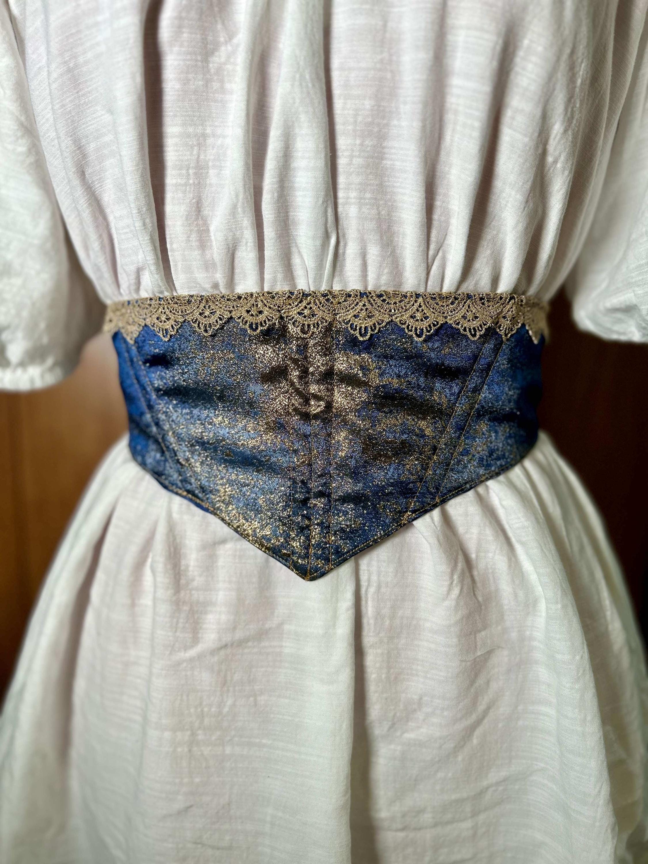 Edwardian Renaissance Brocade Corset Belt Gilt Lace Xs/sm - Etsy