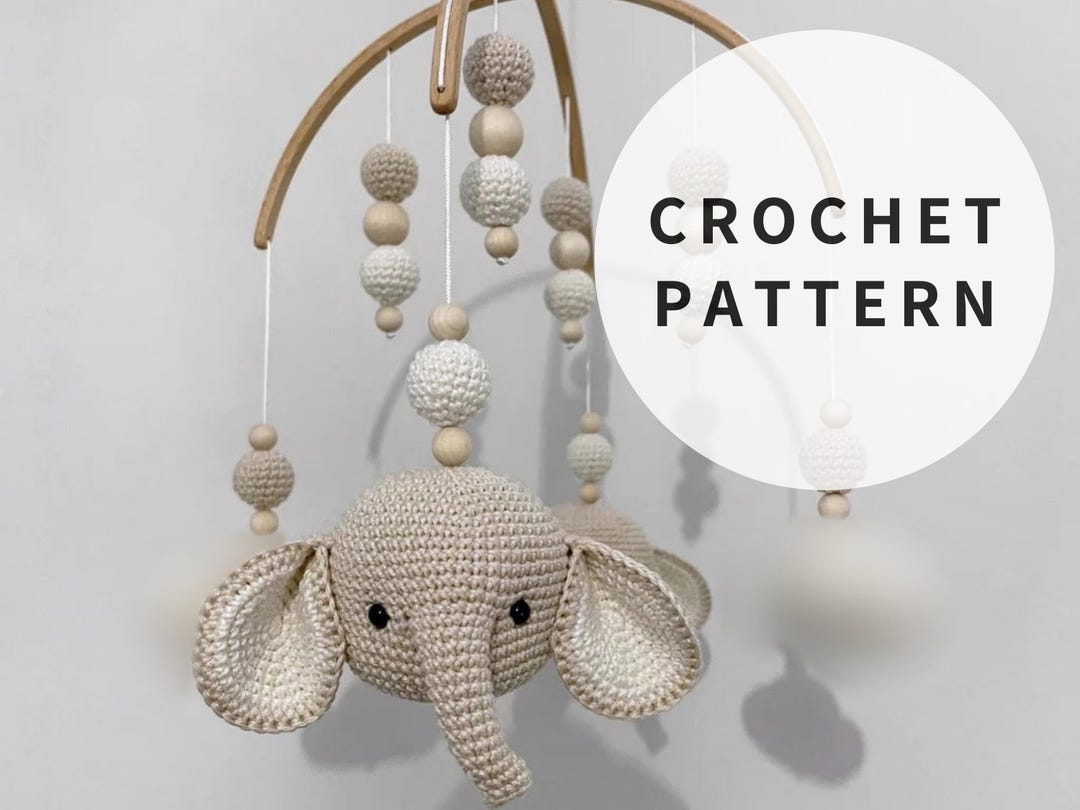 Crocheted Elephant Bed Mobile Pattern: Amigurumi Animal Heads (PDF ...