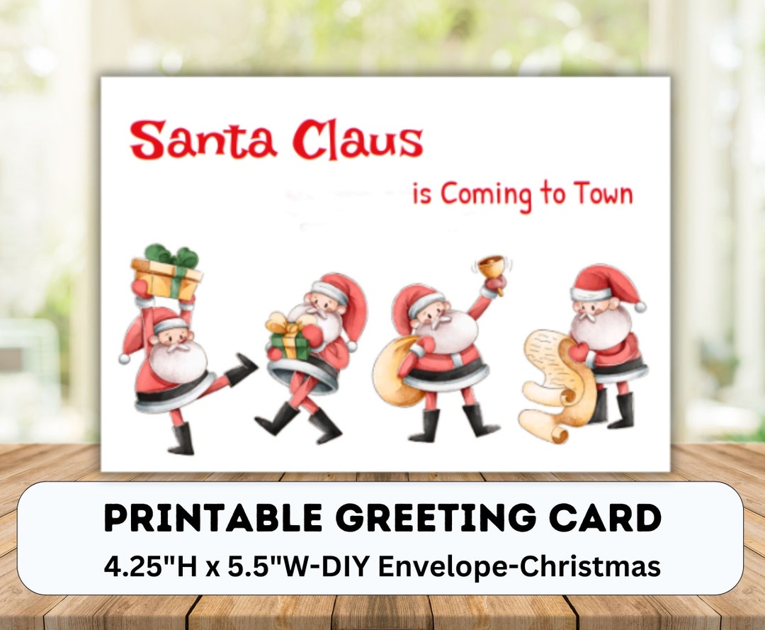 Santa Claus Christmas Card Printable Christmas Card - Etsy