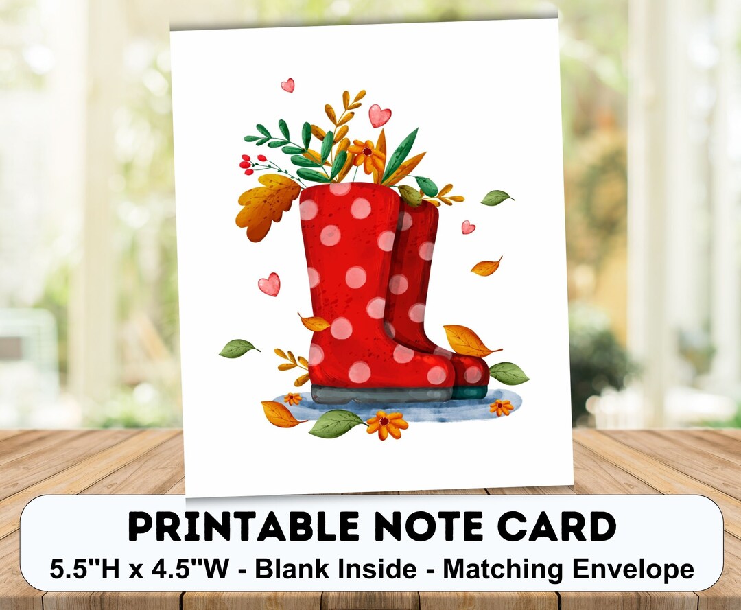 Fall Card Printable With Matching Envelope Folded Note Card - Etsy