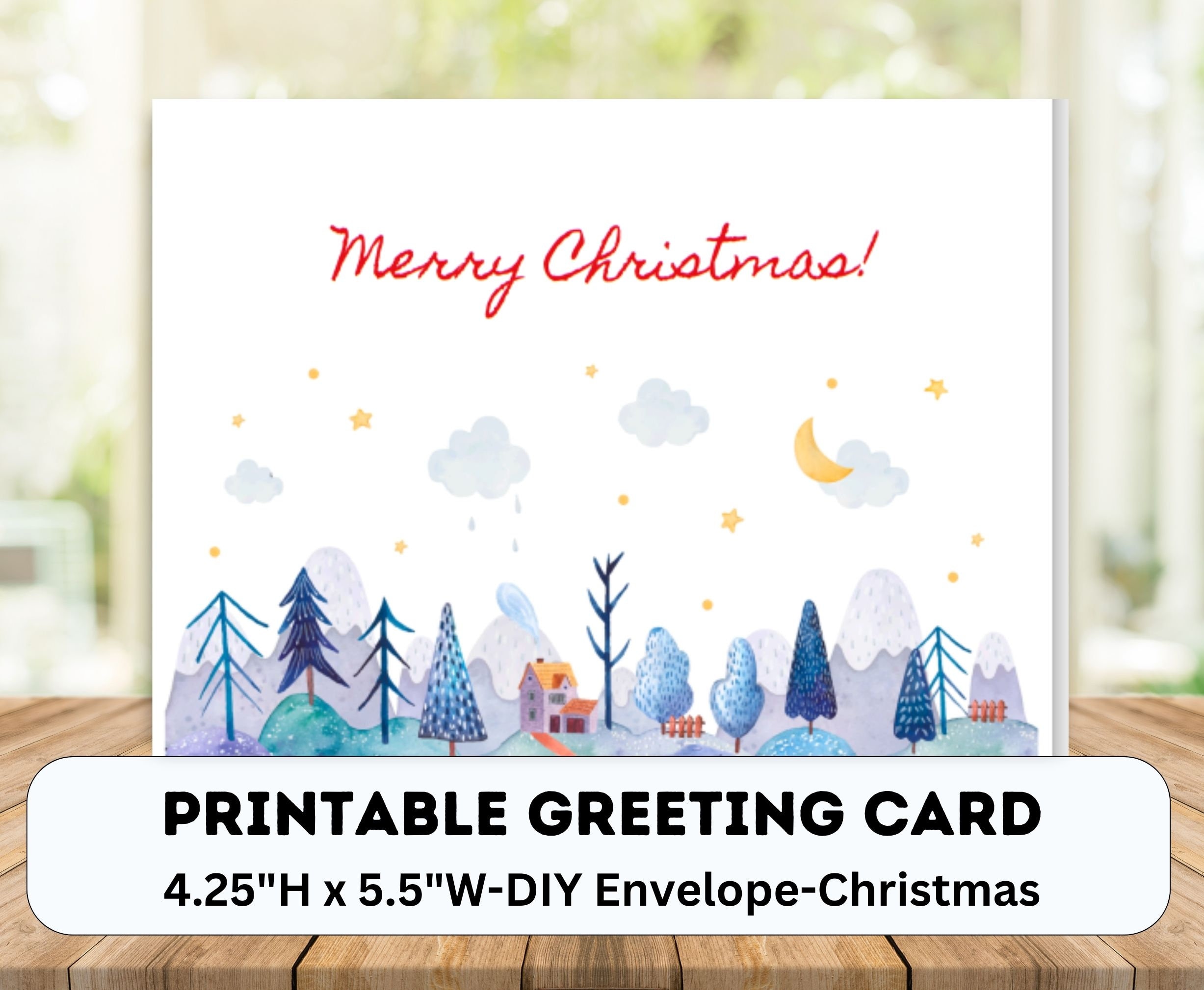 Merry Christmas Card, Printable Christmas Card, Christmas Card ...
