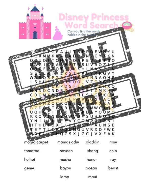 Disney Princess Word Search Printable