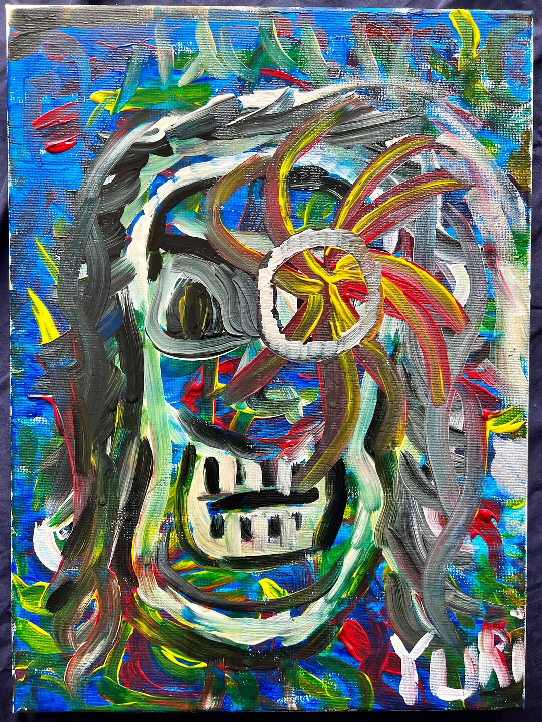 Abstract Scary Face Acrylic Canvas Painting Original Gothic - Etsy